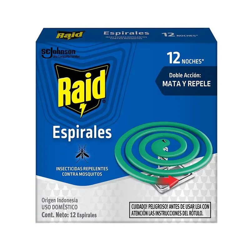 INSECTICIDA RAID | ESPIRALES POR 12 UNIDADES - Limpos